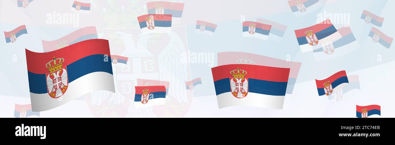 Serbia flag-themed abstract design on a banner. Abstract background ...