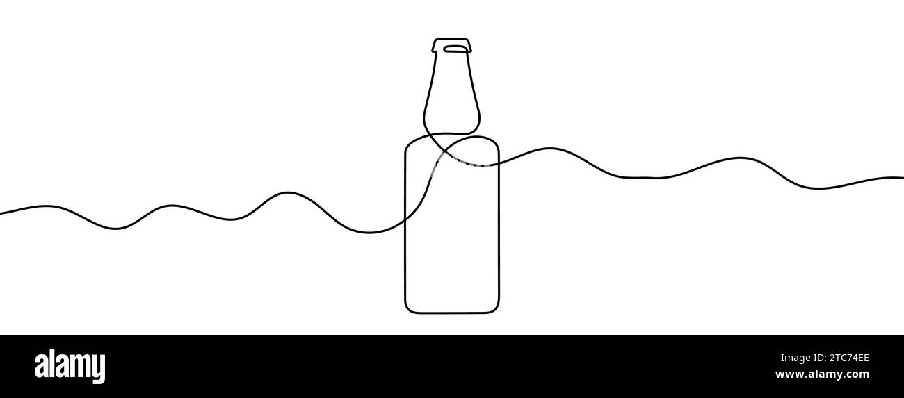 Continuous line drawing of bottle. One line drawing background. Vector ...