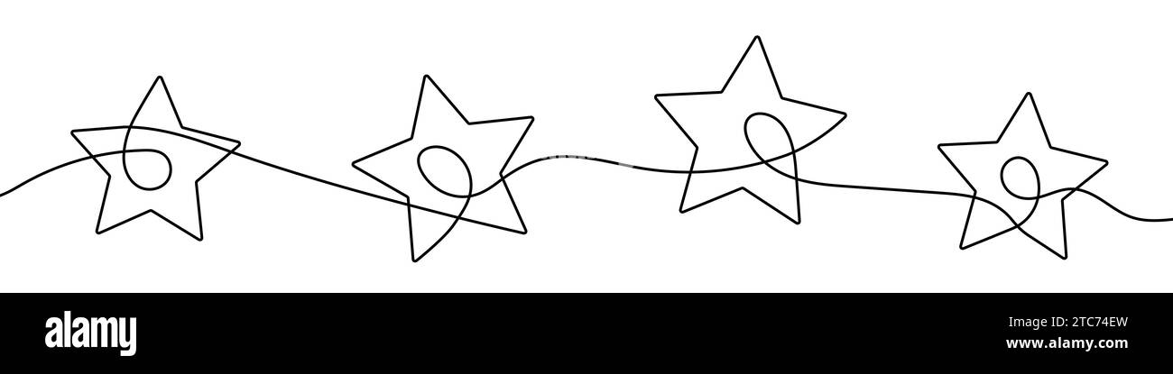 Continuous line drawing of stars. One line drawing background. Vector ...