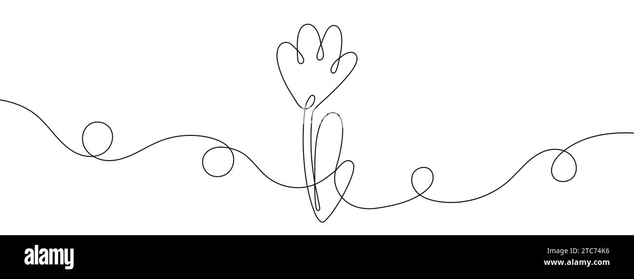 Continuous line drawing of flower. One line drawing background. Vector ...
