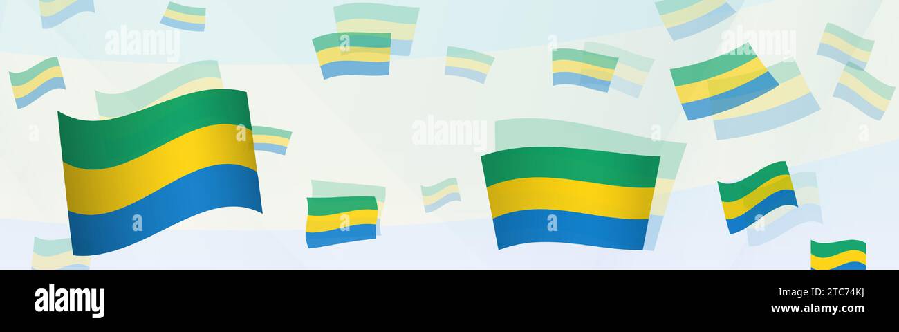 Gabon flag-themed abstract design on a banner. Abstract background ...