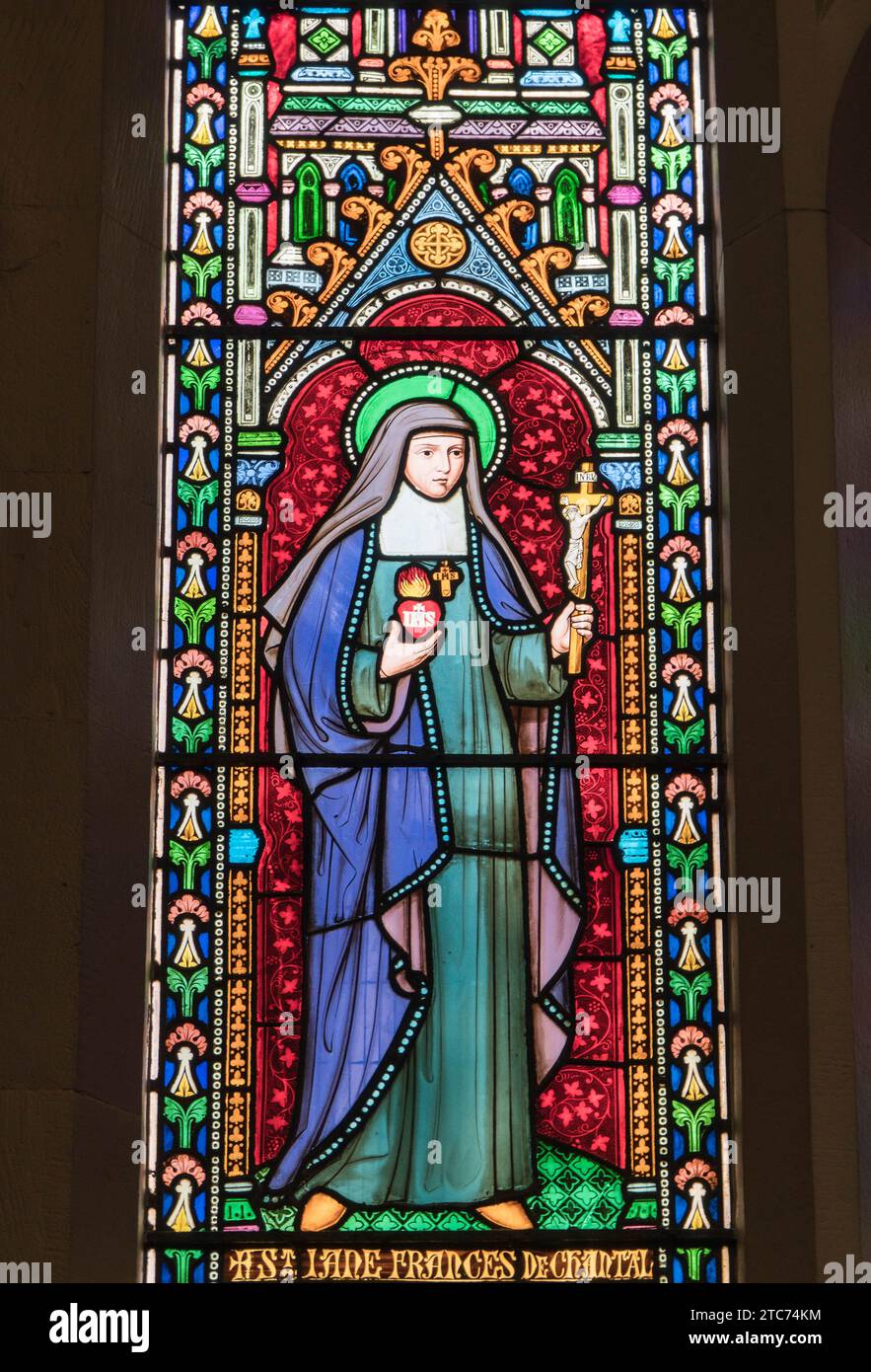 Stained glass depicting St Jane Frances De Chantal, St Wilfrid's Church ...