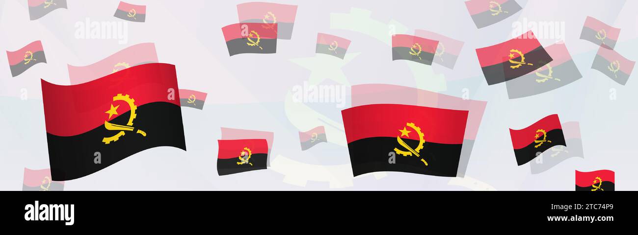 Angola flag-themed abstract design on a banner. Abstract background ...