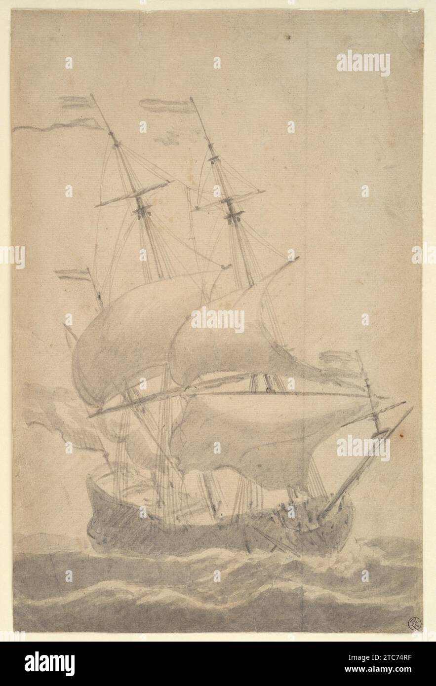 A Dutch Ship in a Strong Breeze 1975 by Willem van de Velde I Stock ...