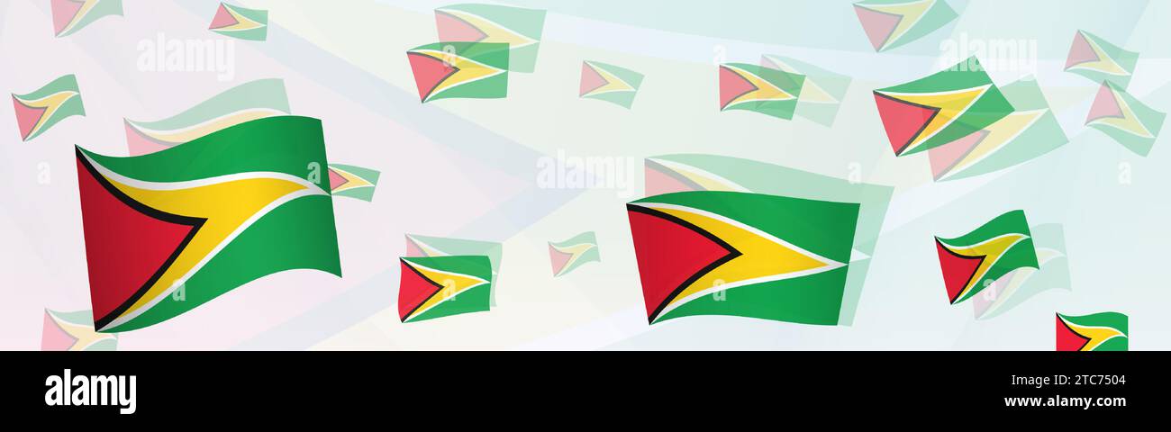 Guyana flag-themed abstract design on a banner. Abstract background design with National flags ...