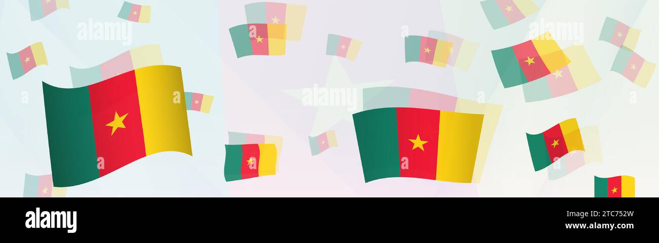Cameroon flag-themed abstract design on a banner. Abstract background ...