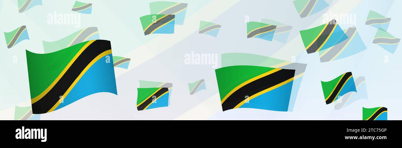 Tanzania flag-themed abstract design on a banner. Abstract background ...
