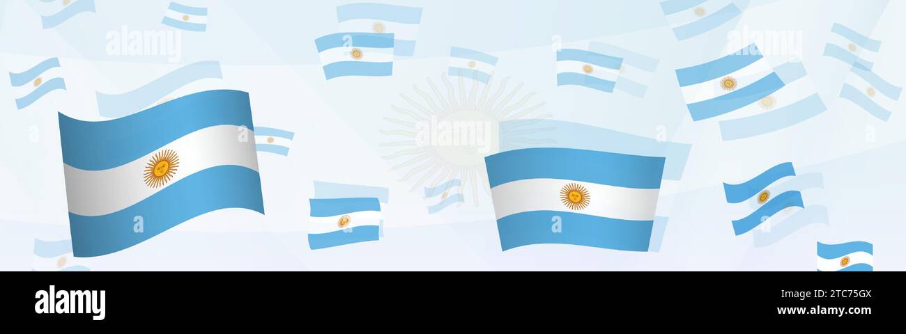 Argentina flag-themed abstract design on a banner. Abstract background ...