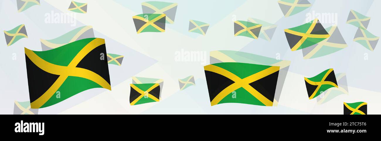 Jamaica flag-themed abstract design on a banner. Abstract background ...