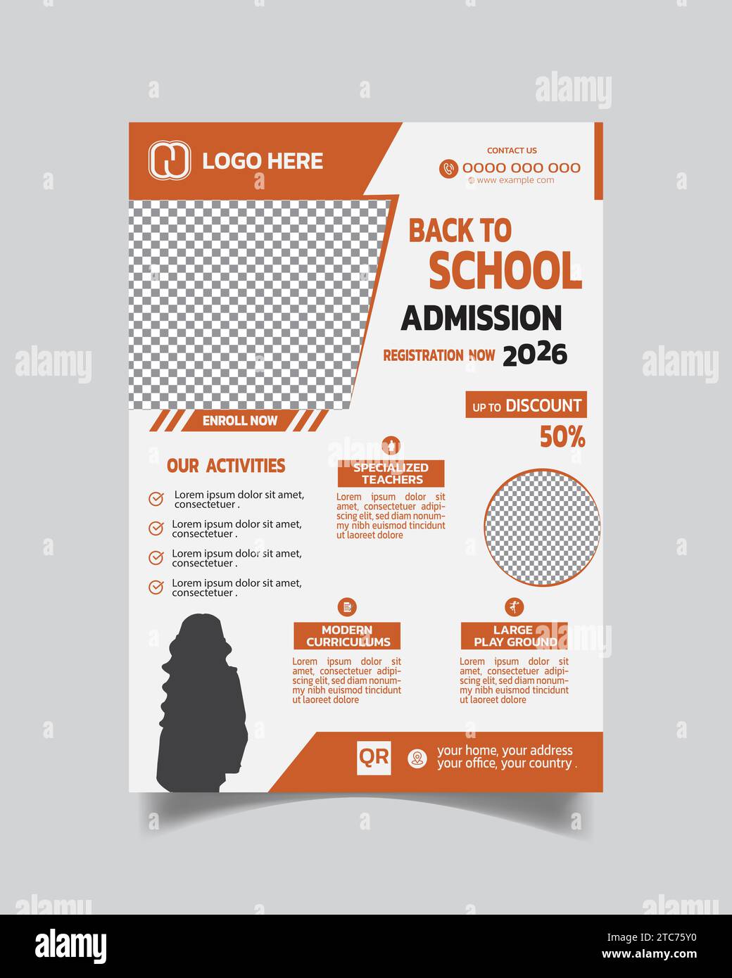 Styling School Flyer or Kids School Leaflet Template Design Stock ...