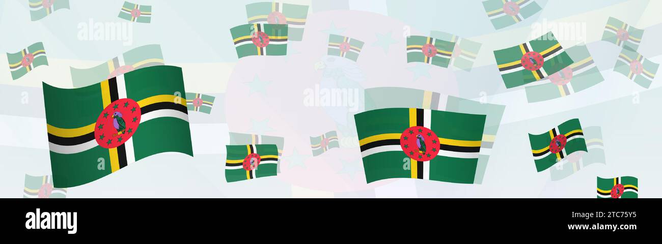 Dominica flag-themed abstract design on a banner. Abstract background ...