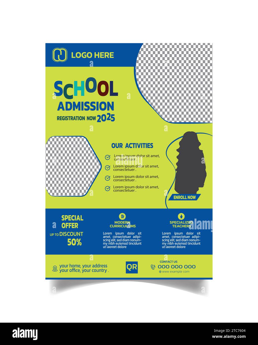 Modern School Flyer or Kids School Leaflet Template Design Stock Vector ...