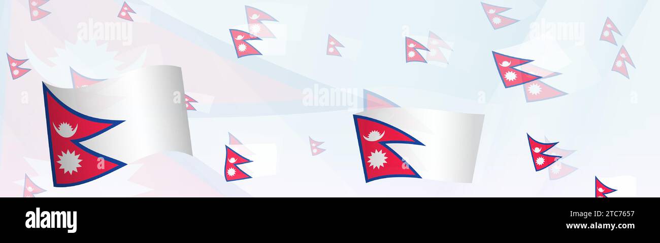 Nepal flag-themed abstract design on a banner. Abstract background ...