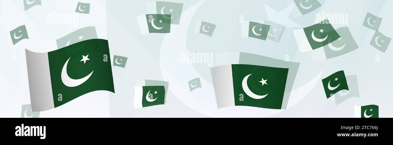 Pakistan flag-themed abstract design on a banner. Abstract background ...