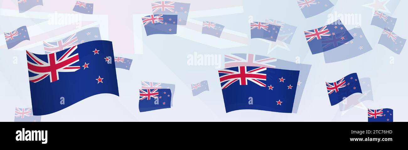 New Zealand flag-themed abstract design on a banner. Abstract ...