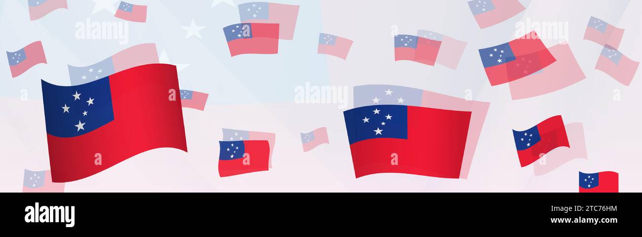 Samoa flag-themed abstract design on a banner. Abstract background ...
