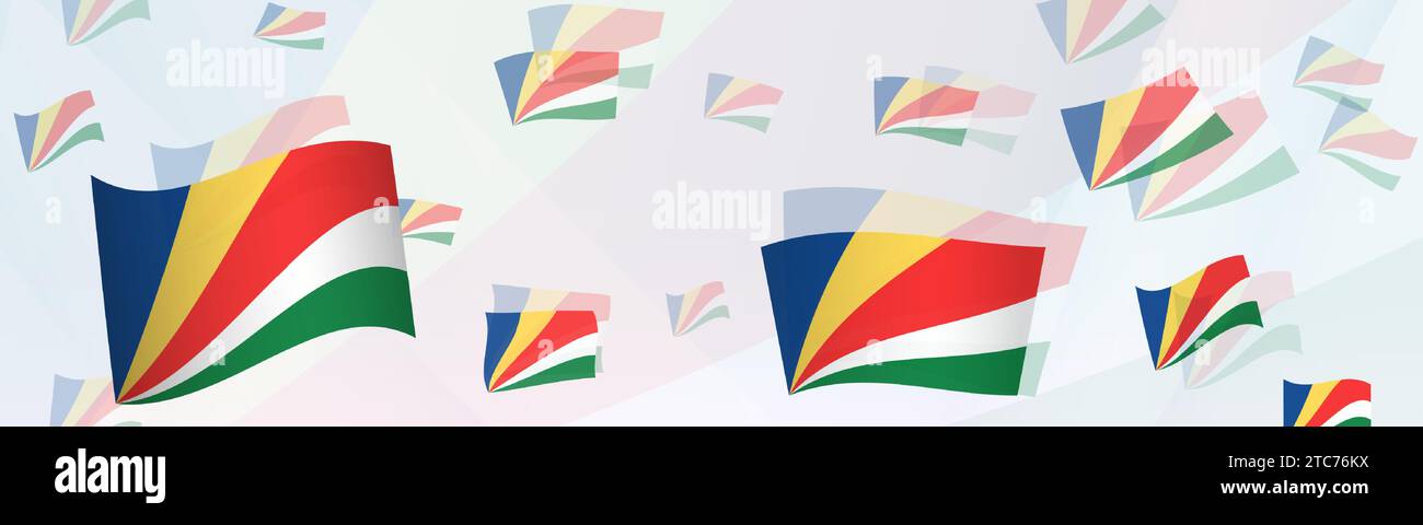 Seychelles flag-themed abstract design on a banner. Abstract background ...