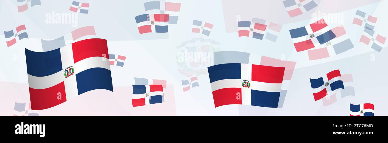 Dominican Republic flag-themed abstract design on a banner. Abstract ...