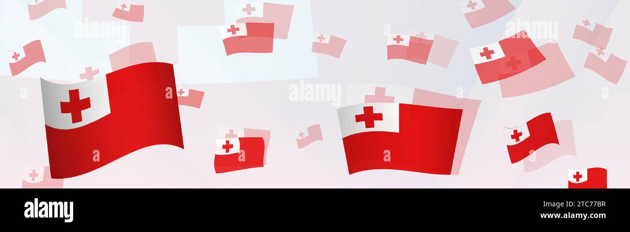Tonga flag-themed abstract design on a banner. Abstract background ...