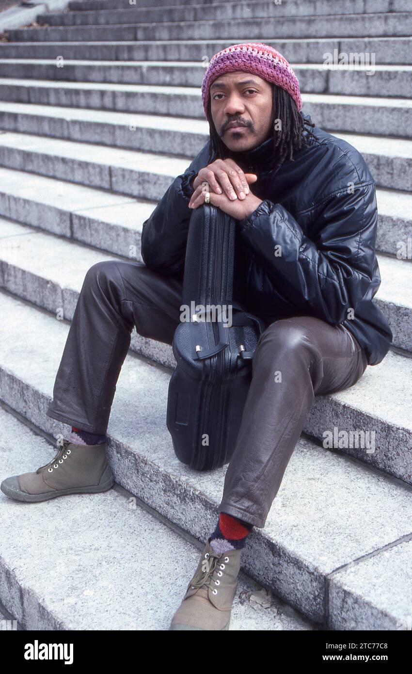 Posed portrait of OLIVER LAKE, jazz musician, saxophonist, composer and ...