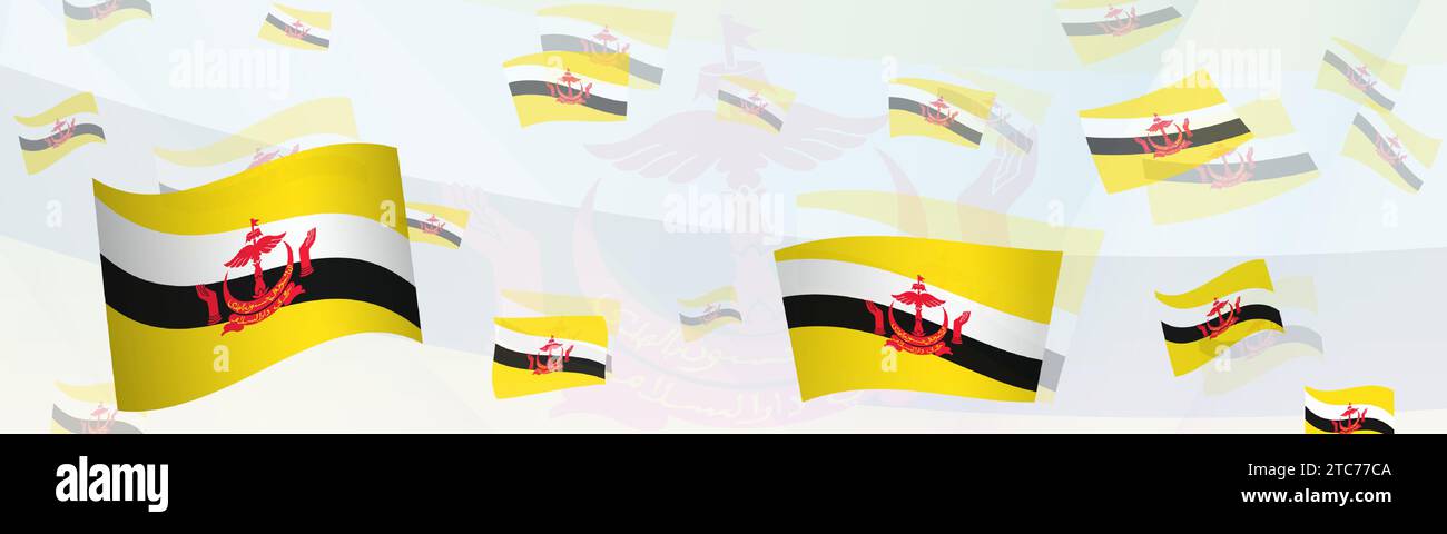 Brunei flag-themed abstract design on a banner. Abstract background ...