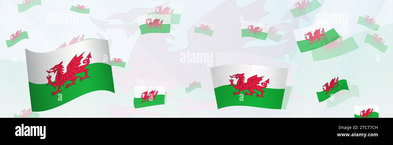 Wales flag-themed abstract design on a banner. Abstract background ...