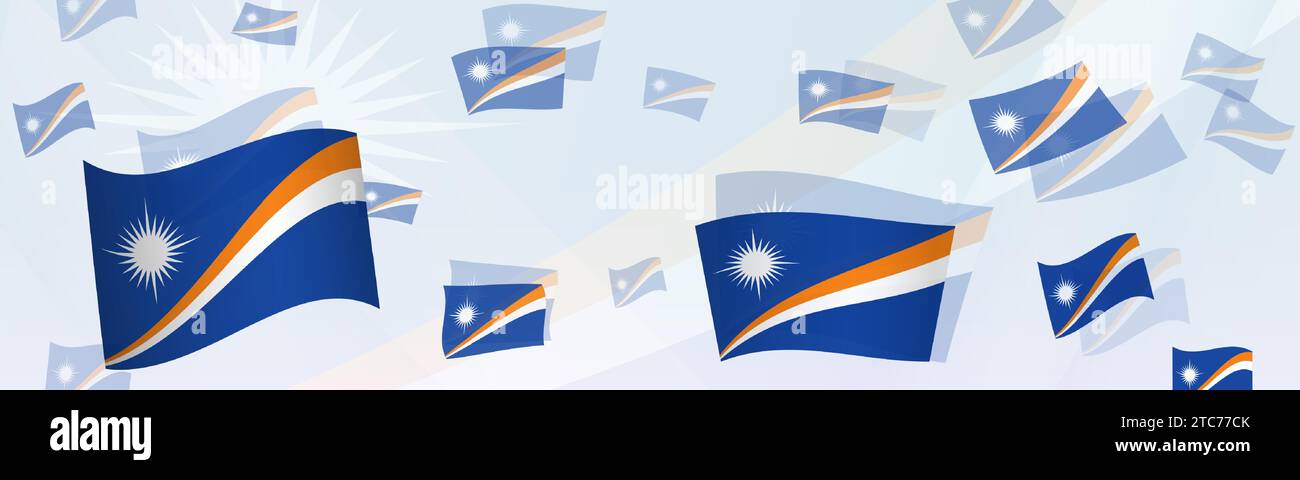 Marshall Islands flag-themed abstract design on a banner. Abstract background design with ...