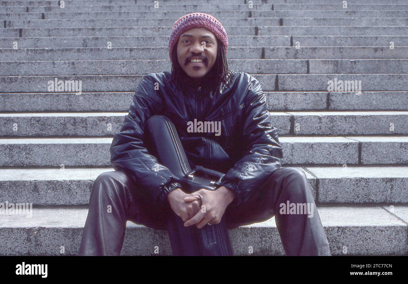 Posed portrait of OLIVER LAKE, jazz musician, saxophonist, composer and ...