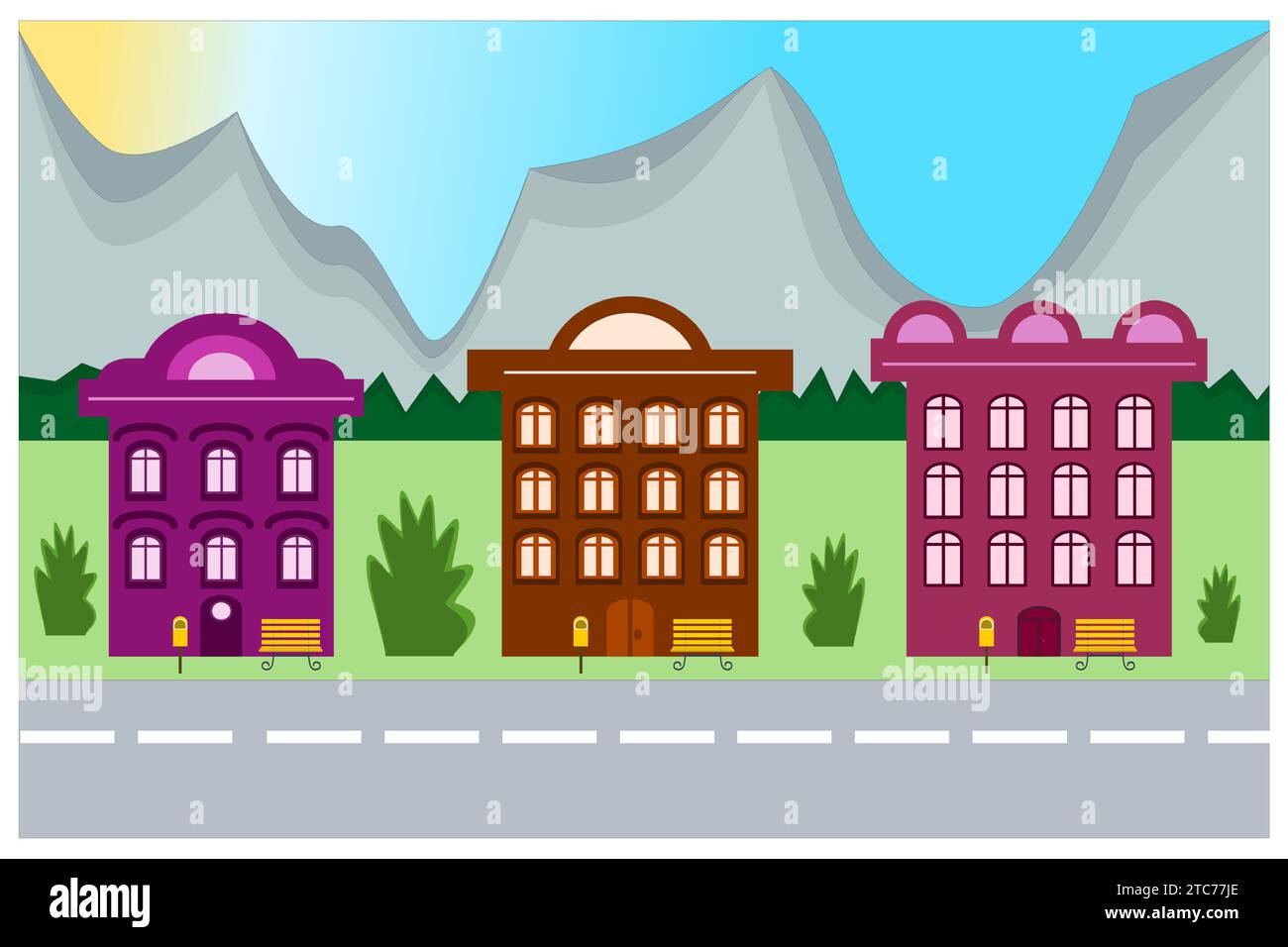 Colorful modern architecture Stock Vector Images - Alamy