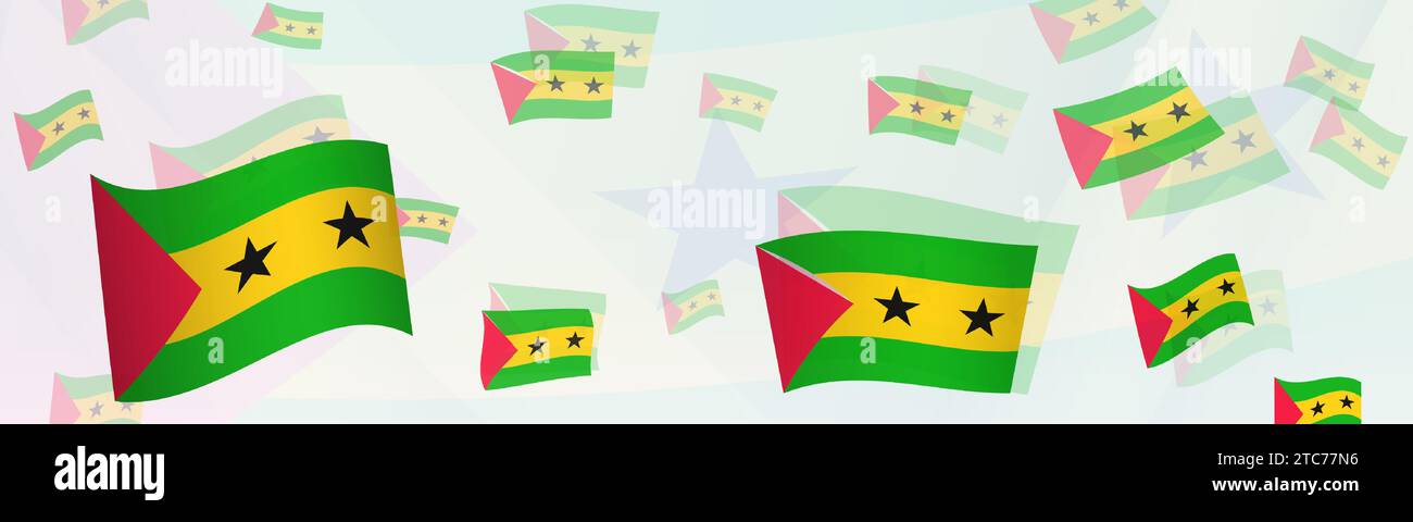 Sao Tome and Principe flag-themed abstract design on a banner. Abstract ...