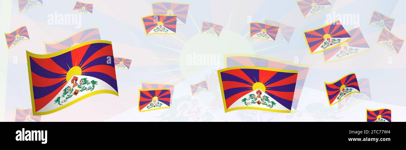 Tibet flag-themed abstract design on a banner. Abstract background design with National flags ...
