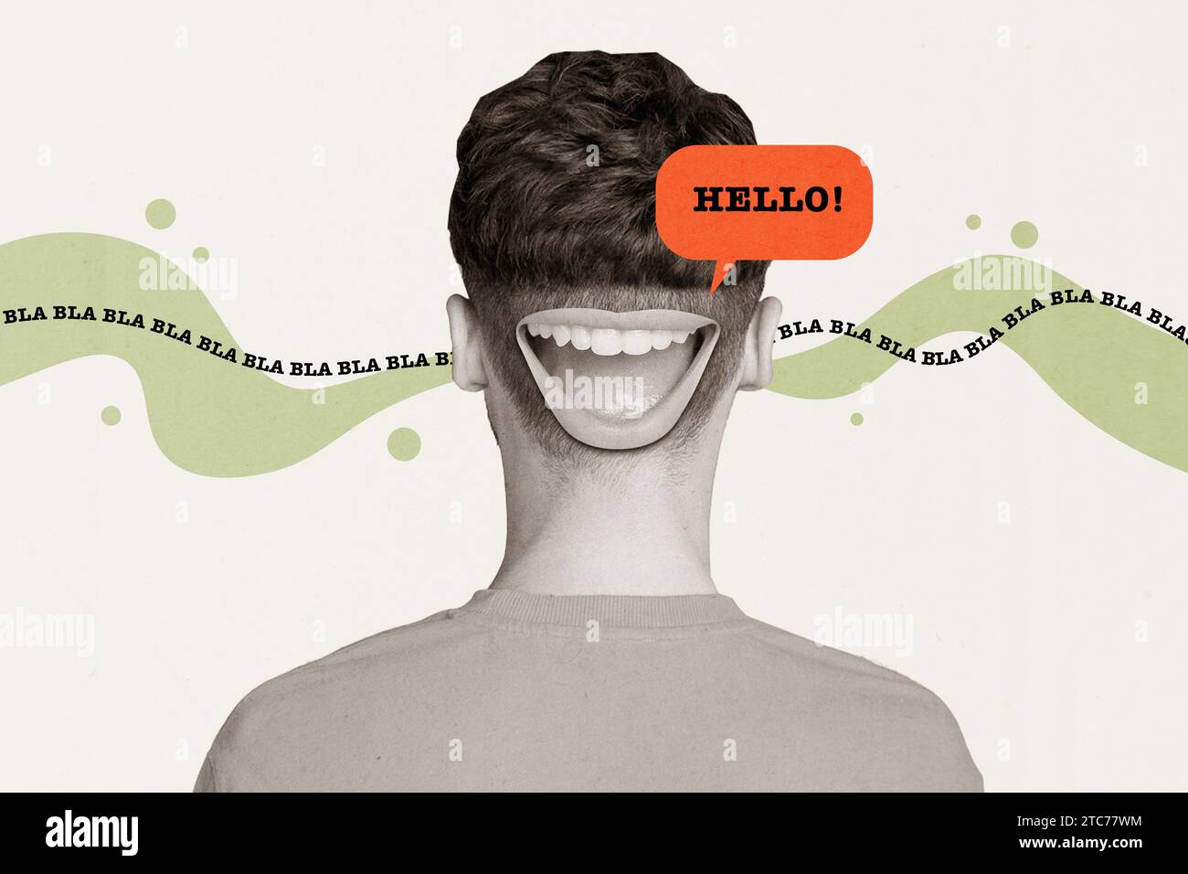 Bizarre person collage illustration of head nape faceless male person ...