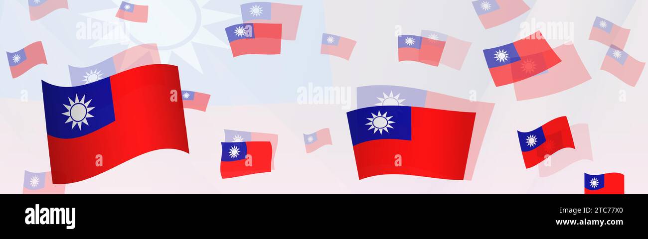 Taiwan flag-themed abstract design on a banner. Abstract background ...