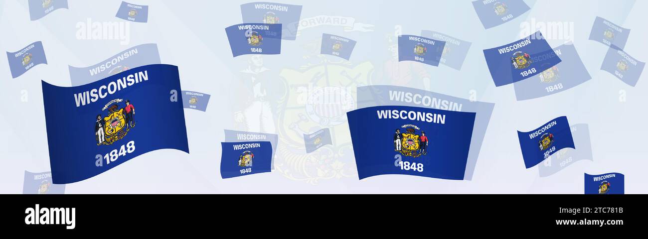 Wisconsin flag-themed abstract design on a banner. Abstract background ...