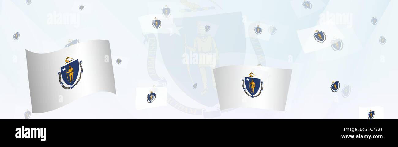 Massachusetts flag-themed abstract design on a banner. Abstract ...