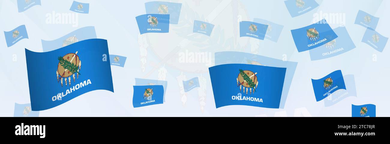 Oklahoma flag-themed abstract design on a banner. Abstract background ...