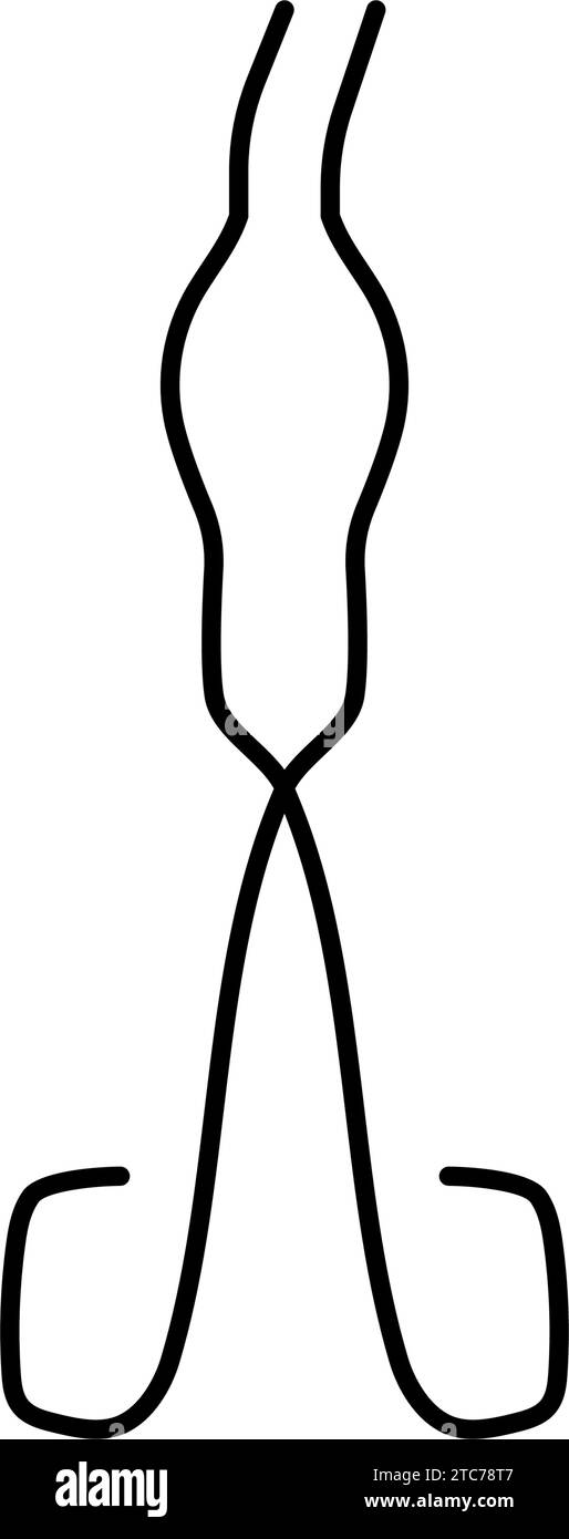 crucible tongs chemical glassware lab line icon vector illustration ...