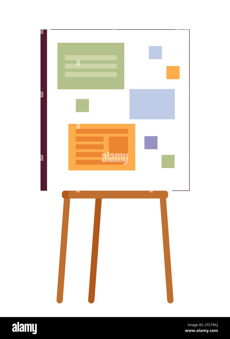 Office Presentation Board Tripod 2d Cartoon Object Stock Vector Image