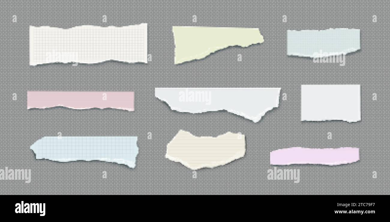 Set of torn notebook paper pieces isolated on transparent background ... Set of torn notebook paper pieces isolated on transparent background ...