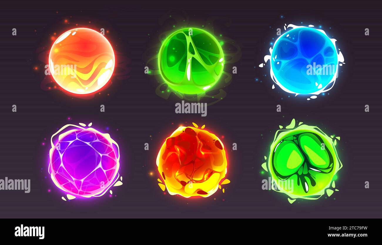 Magic energy effect ball, crystal orb power icon. Circle light glow ...