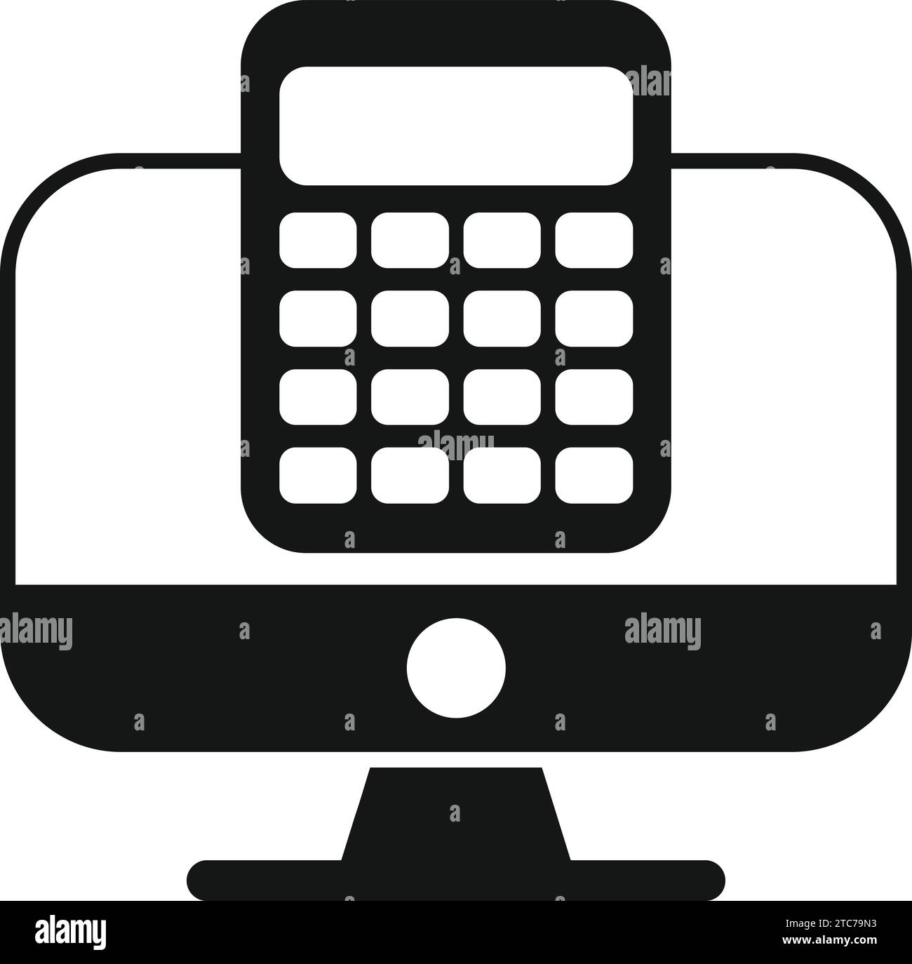 Online computer calculator icon simple vector. Record keeping. Screen ...