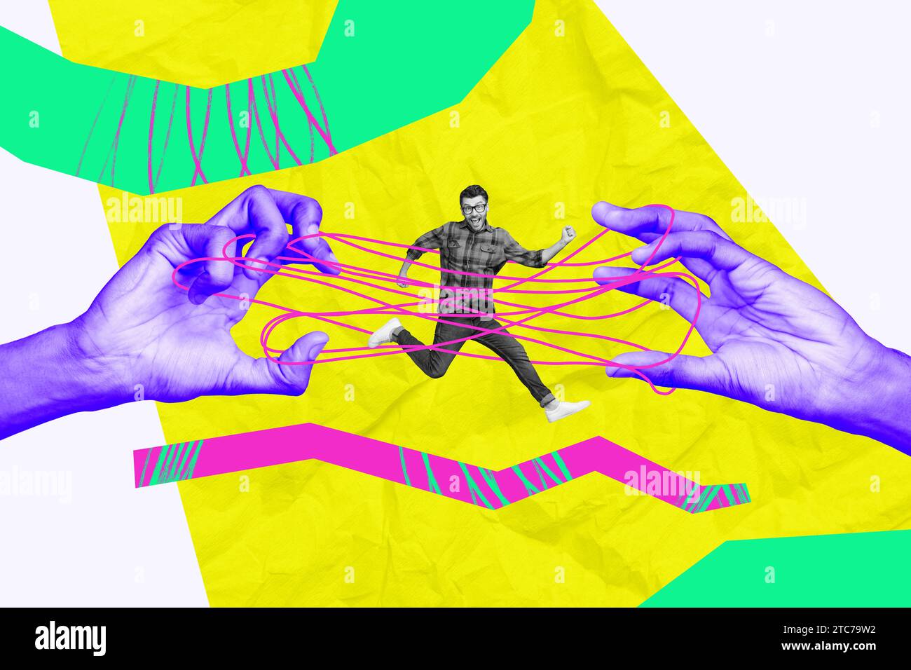 Horizontal creative composite photo collage of funny funky man get ...