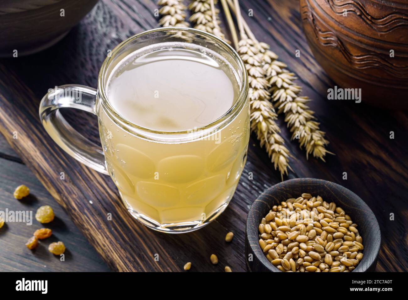 Mug of white kvass, fermented drink based on cereals Stock Photo - Alamy