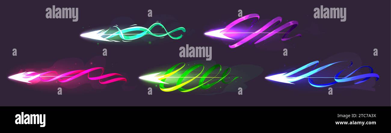 Game arrow with vfx motion and glow effect. Cartoon vector illustration ...