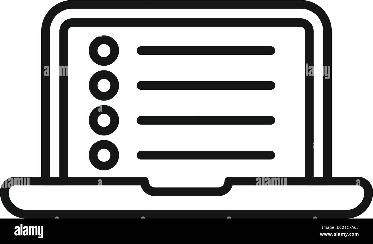 Laptop record keeping icon outline vector. System account. Invoice ...