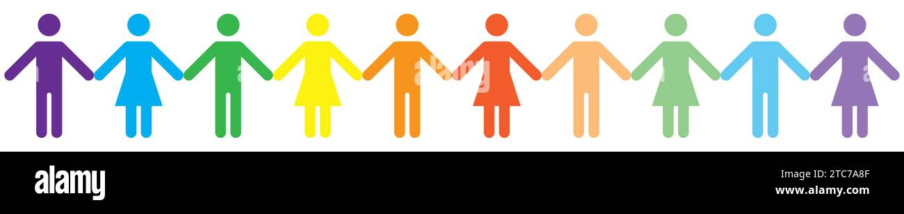 Inclusion and diversity concept color icons. Silhouettes of people icon ...