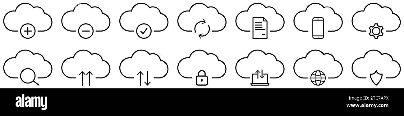 Set of cloud computing icons. Symbol for website design, logo, app, UI ...