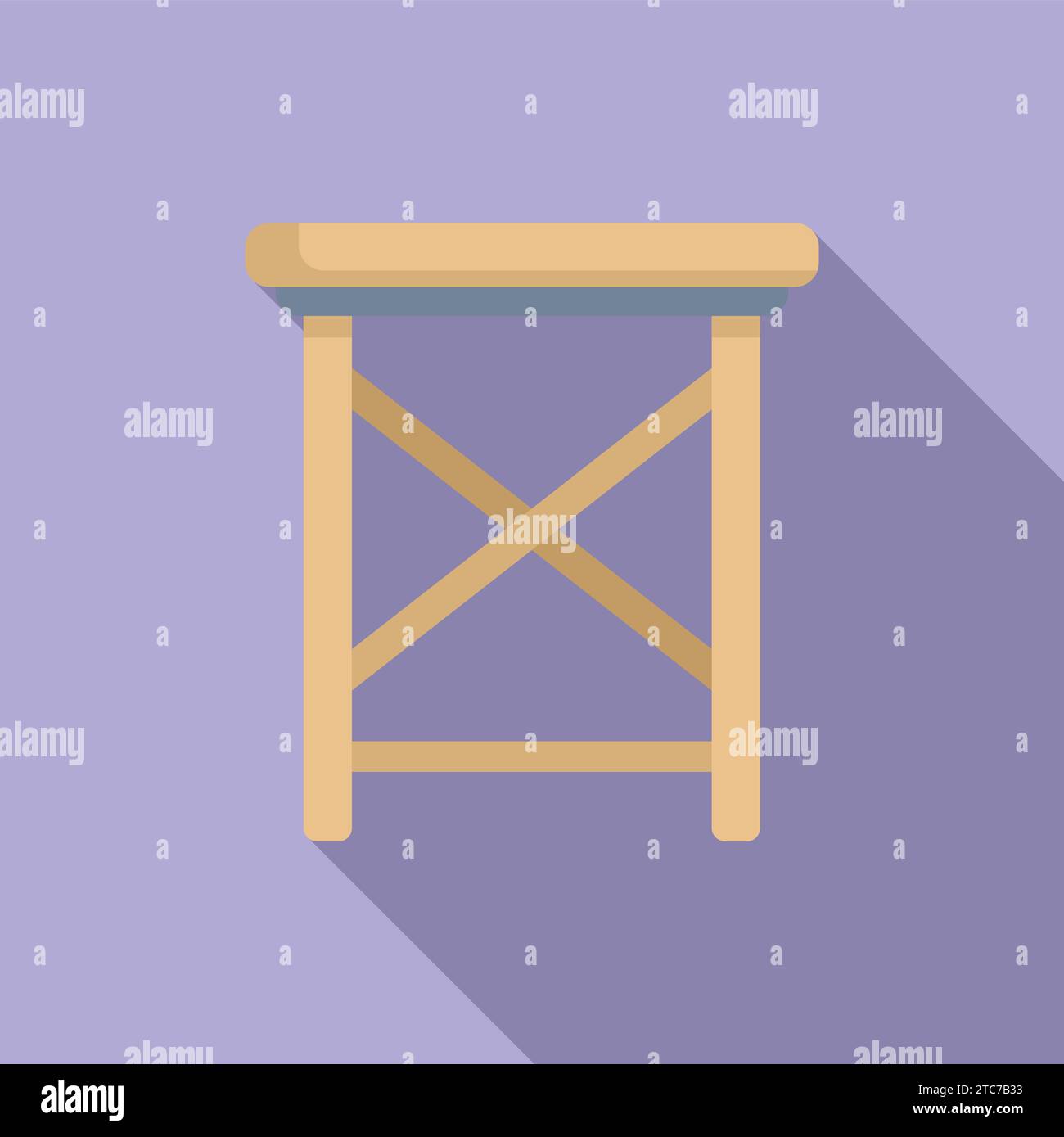 High wooden chair icon flat vector. Outdoor furniture. Plan wood swing ...