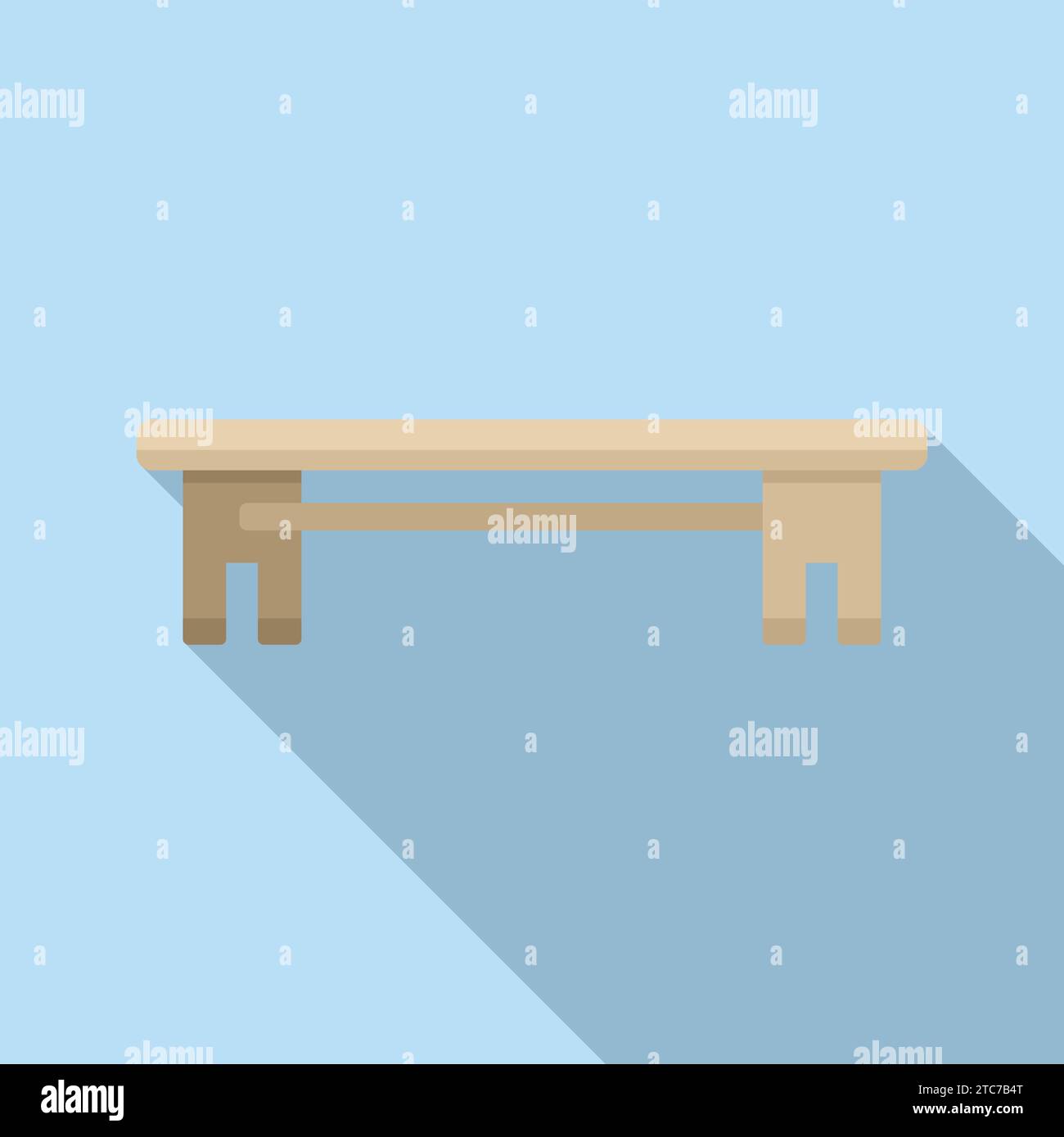 Long wooden bench icon flat vector. Park plan. Project seating terrace ...