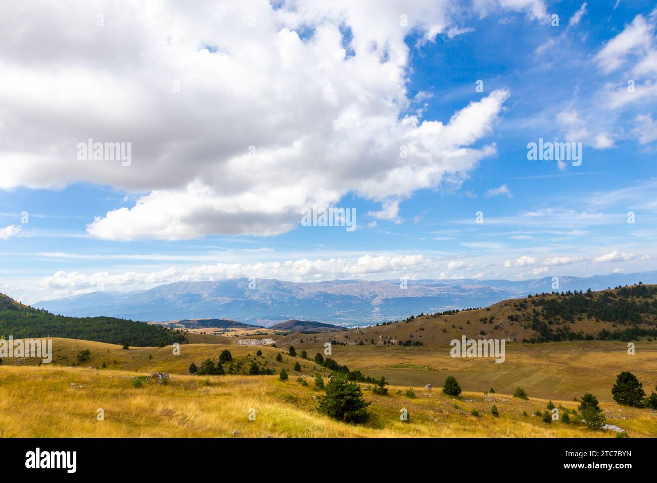 Panorama of the central Apennines mountains in the Gran Sasso and Monti ...